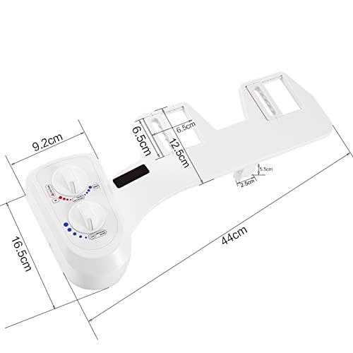 Absbidet Attachment for Toilet, Double Knob Toilet Bidet with Self Cleaning Function, Simple Installation ABS Attachment Single Nozzle Bidet for 2 Piece Toilet(G3/8)