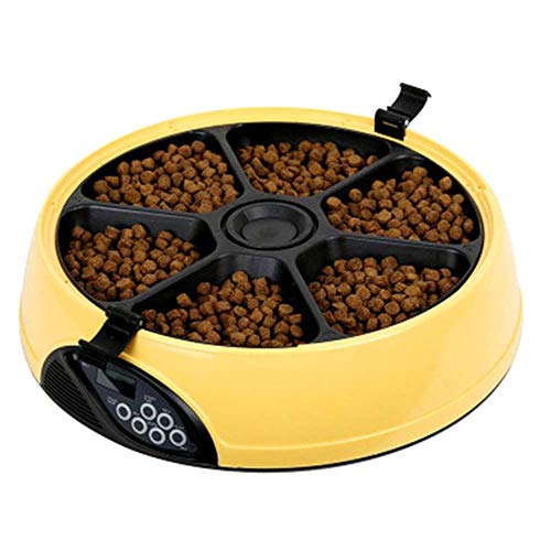 ZZK Automatic pet Feeding Bowl 6 cat Meal time quantitative Feeder Dogs, Cats and Dogs Intelligent Automatic Drink Cups LCD Display,A