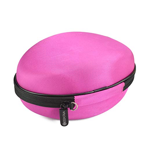Geekria NOVA Headphone Case for Foldable Over-Ear Headphones, Replacement Hard Shell Travel Carrying Bag with Cable Storage Compatible with Jabra, Sennheiser Headsets (Dark Pink)