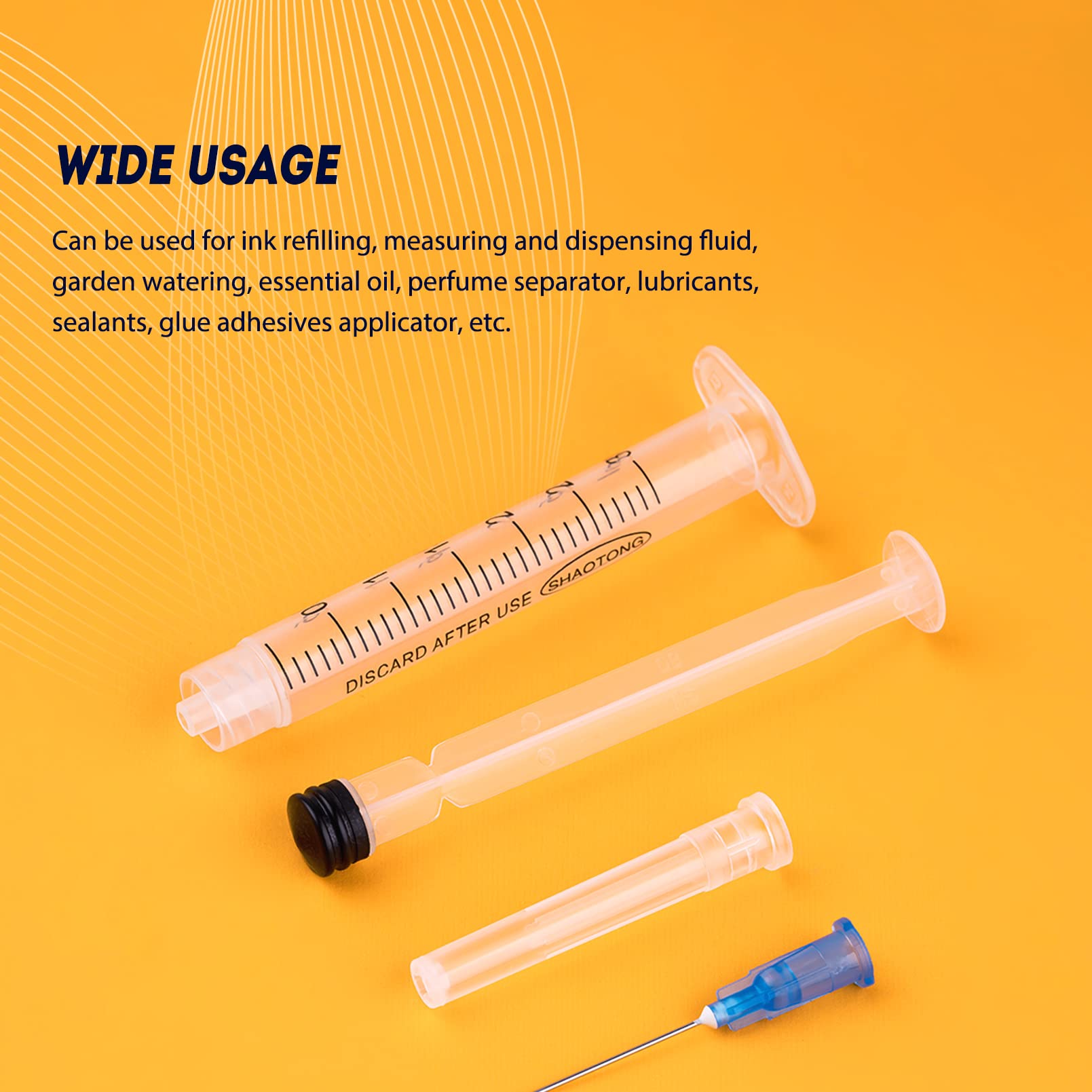 SHAOTONG 3mL Syringe with 23 Gauge 1 Inch Dispensing Needle, Lab Disposable Sample Injection Syringes for Measurement Liquid, Refilling Inks, Oil or Glue Applicator, 20 Pack