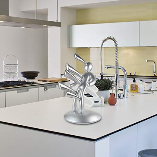 Kitchen Knife Set with Block, Unique Set of Silver Human for Kitchen Knives, Knife Block Set with 5 Stainless Steel Knives
