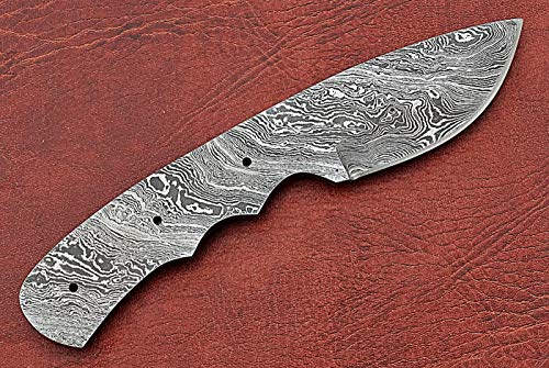 6.75 inches Long Spear Point Blank Blade Skinning Knife, Hand Forged Damascus Steel 3.5" Scale Space with 3 Pin Hole Space, 3 inches Cutting Edge