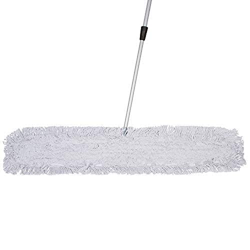 Tidy Tools Commercial Dust Mop & Floor Sweeper – 48 x 5 in. and Cotton Reusable Mop Head Bundle - 2 Mop Sets and 2 Refills
