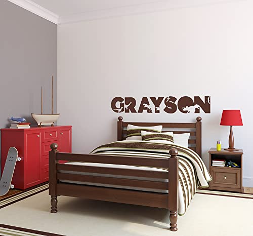 Dinosaur Custom Name Vinyl Wall Decal Sticker Art for Boys and Girls, Dino Theme Bedroom and Nursery Room Decor for Kids