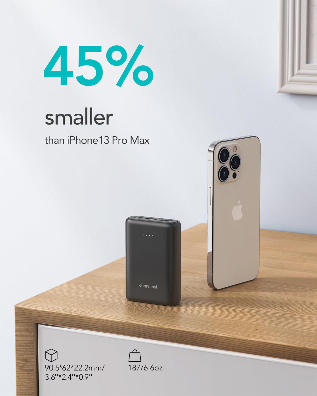 Charmast Portable Charger, Small 10000 Quick Charge Battery Pack, USB C Power Bank Fast Charging Mini Portable Battery Charger for iPhone, Samsung, More Phones