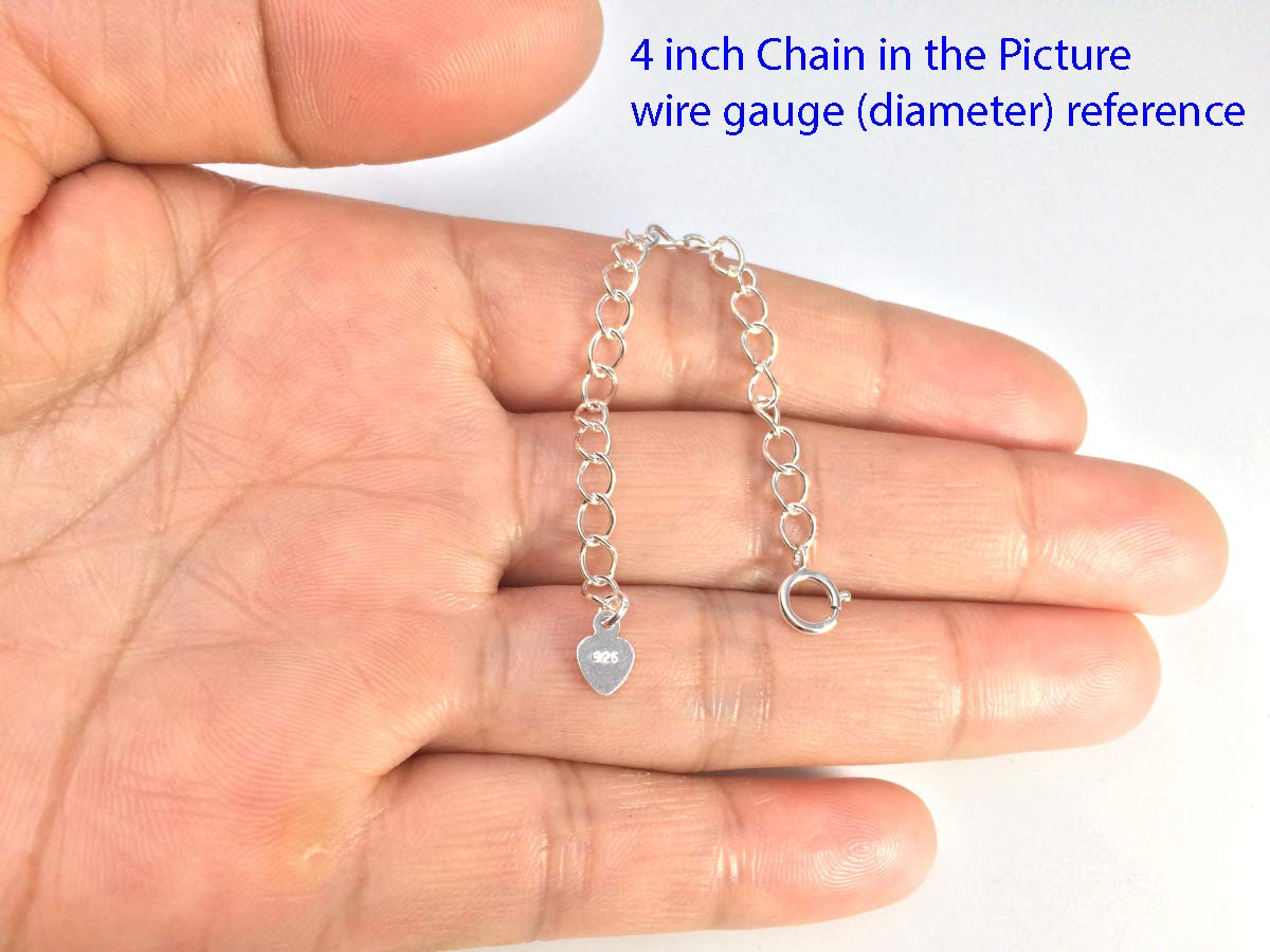 2pcs Adabele Authentic 925 Sterling Silver Jewelry Making Chain Extender with Cute Heart Drop Strong Removable Adjustable 6 inch Extension for Necklace Anklet Bracelet SS301-6