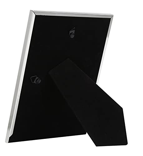 8x10'' Bamboo Detail Designs Silver Metal Picture Frame with Mat for 5x7'' Set of 2, Narrow Silver Plated Photo Frames 5 x7'' With Soft Touch Velvet Backing for Desktop and Wall Décor(Silver)