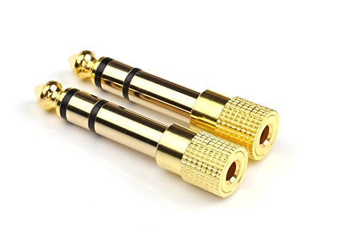 Devinal Professional 6.35mm 1/4 inch Plug to 3.5mm 1/8 inch Jack Gold Plated TRS AUX Stereo Audio Headphone Jack Adapter Converter Connector(2 Pack)