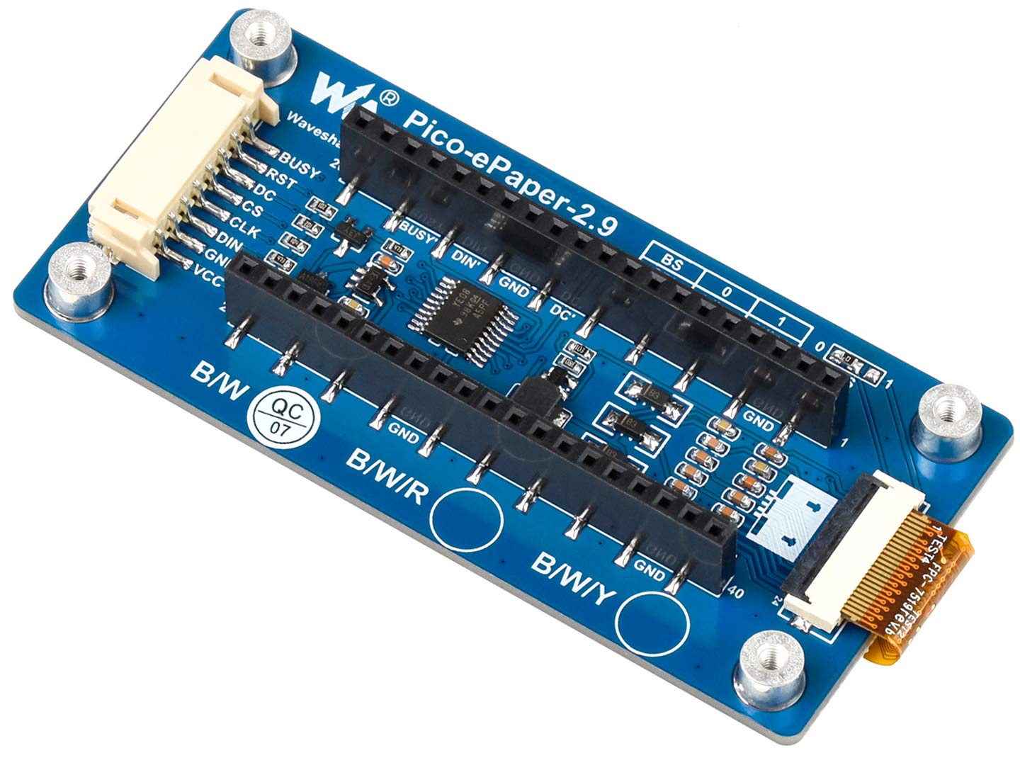 Waveshare 2.9inch E-Paper Display Module for Raspberry Pi Pico, Black White Two-Color 296×128 Pixel E-Paper Screen LCD SPI Interface Support Partial Refresh Wide Viewing Angle, Paper-Like Effect