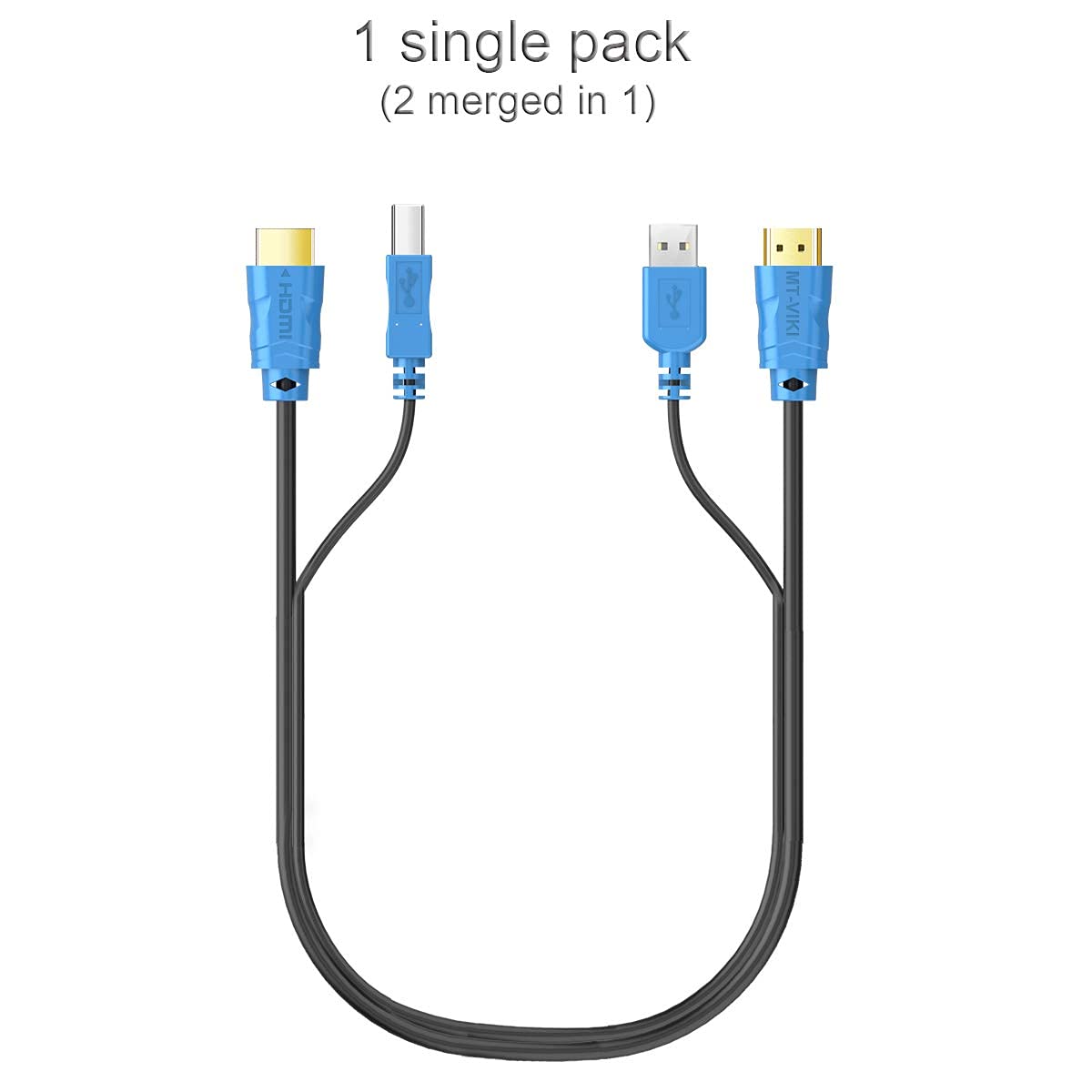 MT-VIKI 2 Packs USB HDMI KVM Cable 6ft 4K HDMI USB A to HDMI USB B Twin Cord for Standard KVM Switch