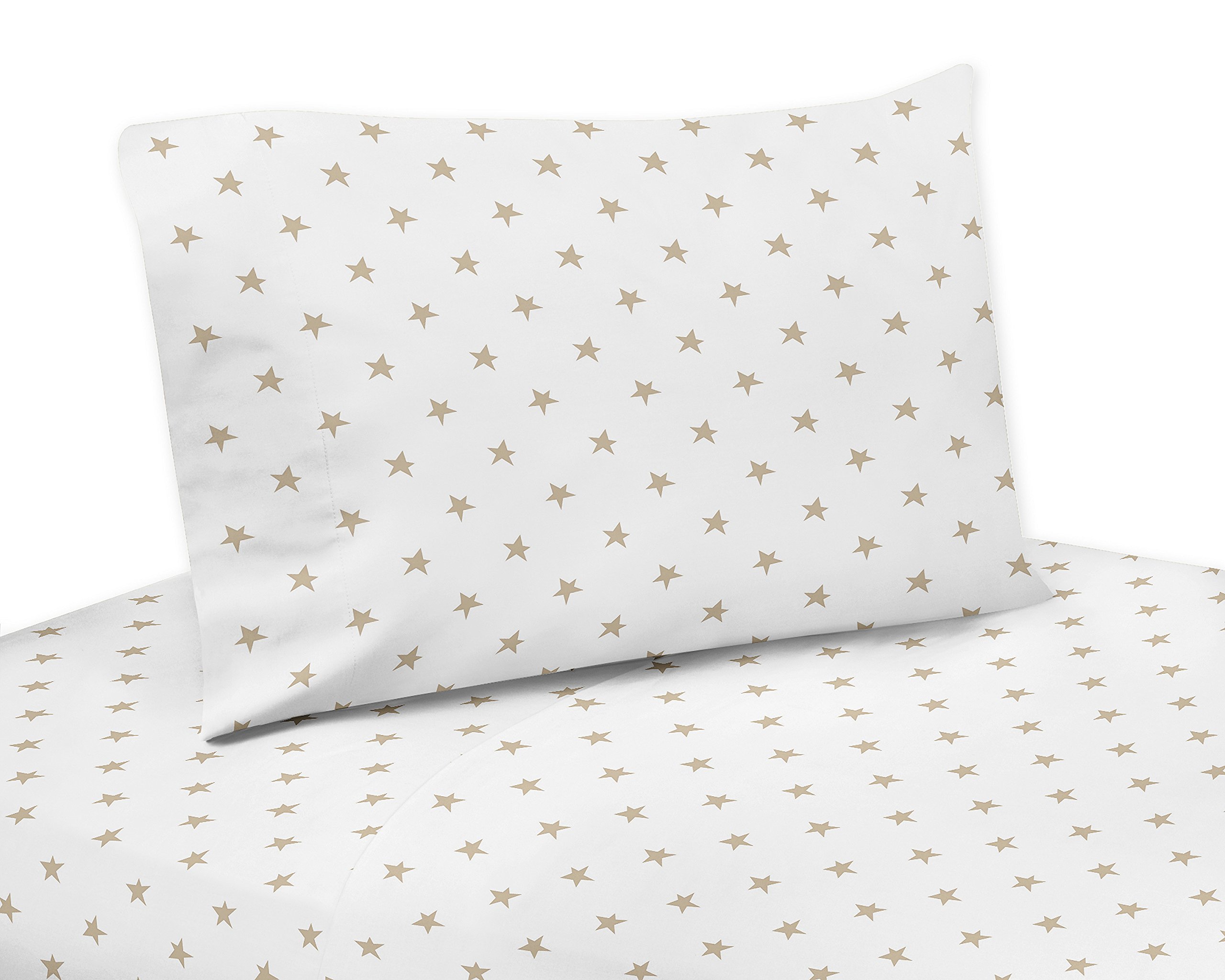 Blush Pink, Gold, Grey and White Star and Moon Celestial Girl Toddler Kid Childrens Bedding Set by Sweet Jojo Designs - 5 Pieces Comforter, Sham and Sheets