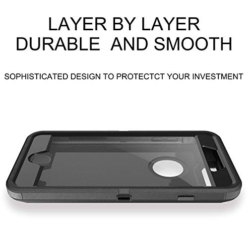 MXX iPhone 8 Plus Heavy Duty Protective Case with Screen Protector [3 Layers] Rugged Rubber Shockproof Protection Cover for Apple iPhone 7 Plus - iPhone 8 Plus/Apple Phone 8+ (Black)