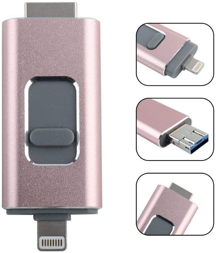 512GB USB Flash Compatible with iPhone iPad & PC, 3-in-1 USB A Micro USB & iPhone Connector Thumb Drive Memory Stick