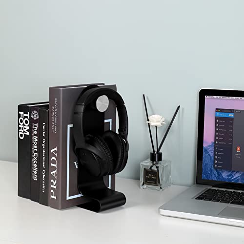 aplslpa Headphone Stand, Headset Stand β Spline β Aluminum Alloy Desk Earphone Stand with one Body Solid Design, for Medium and Small Size Headphone (Licorice Black)