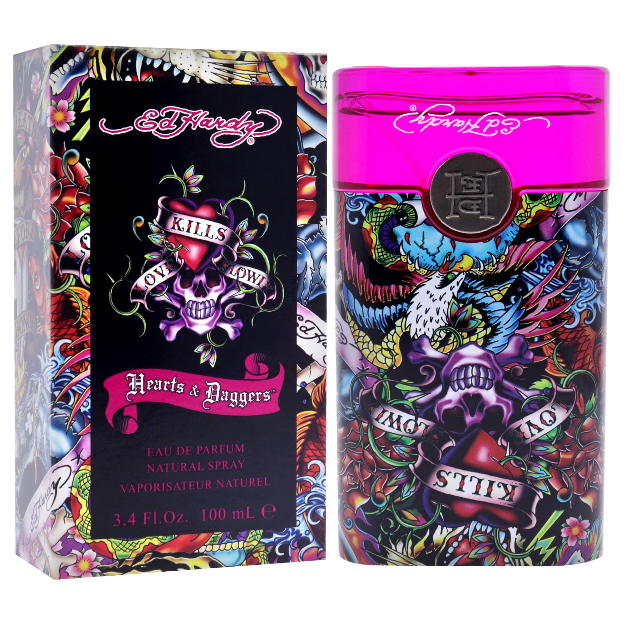 Christian Audigier Hardy Hearts & Daggers Eau De Parfum Spray for Women, 3.4 Ounce