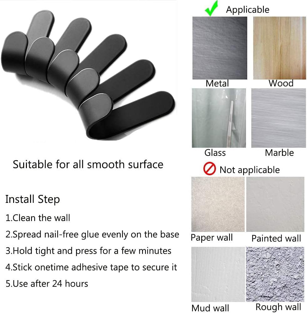 AFKSMILE 12 Pcs Versatile Adhesive J Hooks Set - Heavy Duty Stainless Steel, 40 Lbs Capacity, Hook for Towels, Hats, Coats, Backpacks and More, Waterproof, Decorative Wall Hooks for Home and Office