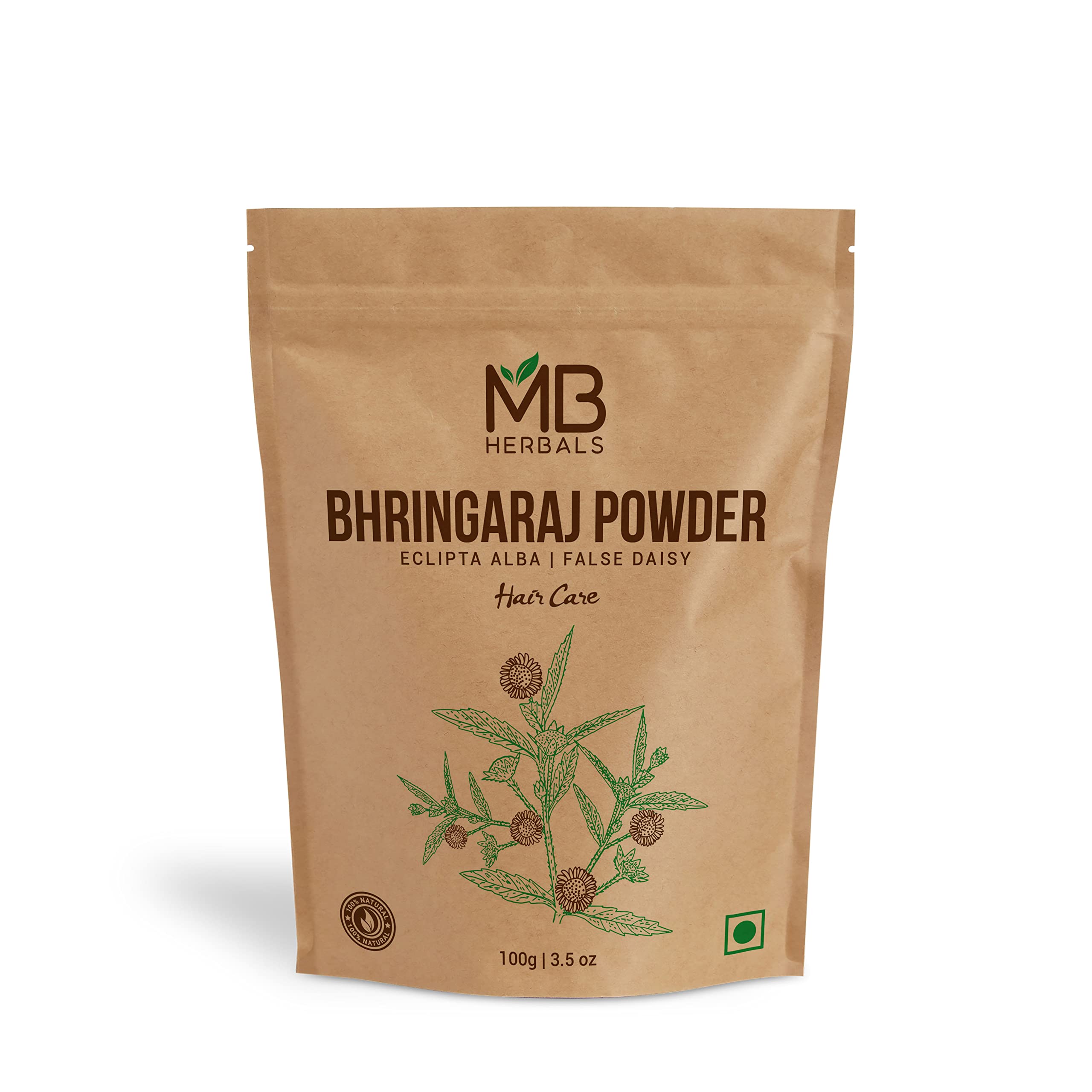 MB Herbals Pure Bhringraj Powder 100 Grams | Pure Bhringaraj Eclipta Alba Powder | Hair Growth