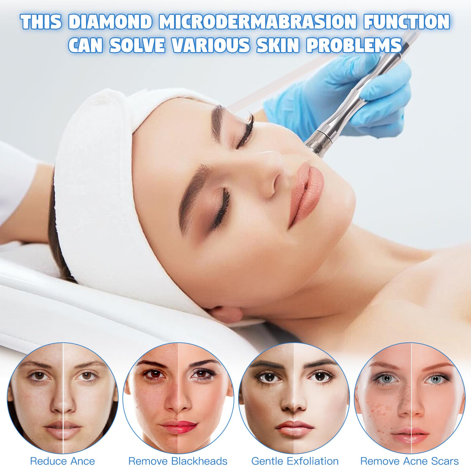 Upgraded 2 IN1 Diamond Microdermabrasion Machine, Beauty Star Professional Diamond Dermabrasion Facial Devices System at Home, Face Pore Cleansing Tool(65-68cmHg Vcuum Suction)