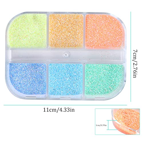 Dip Nail Remover 6 Grid/Set Nail Glitter Powder Glitter Nail Glitter Sugar Powder Irregular Particle Nail Styling Powder Set Nail Decoration Nail Glitter(B-A)