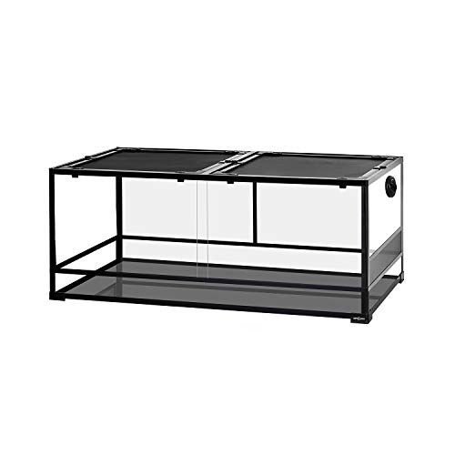 REPTI ZOO 85 Gallon Reptile Glass Terrarium, 48" x 24" x 18" Double Hinge Door with Screen Ventilation Reptile Terrarium (Knock-Down)