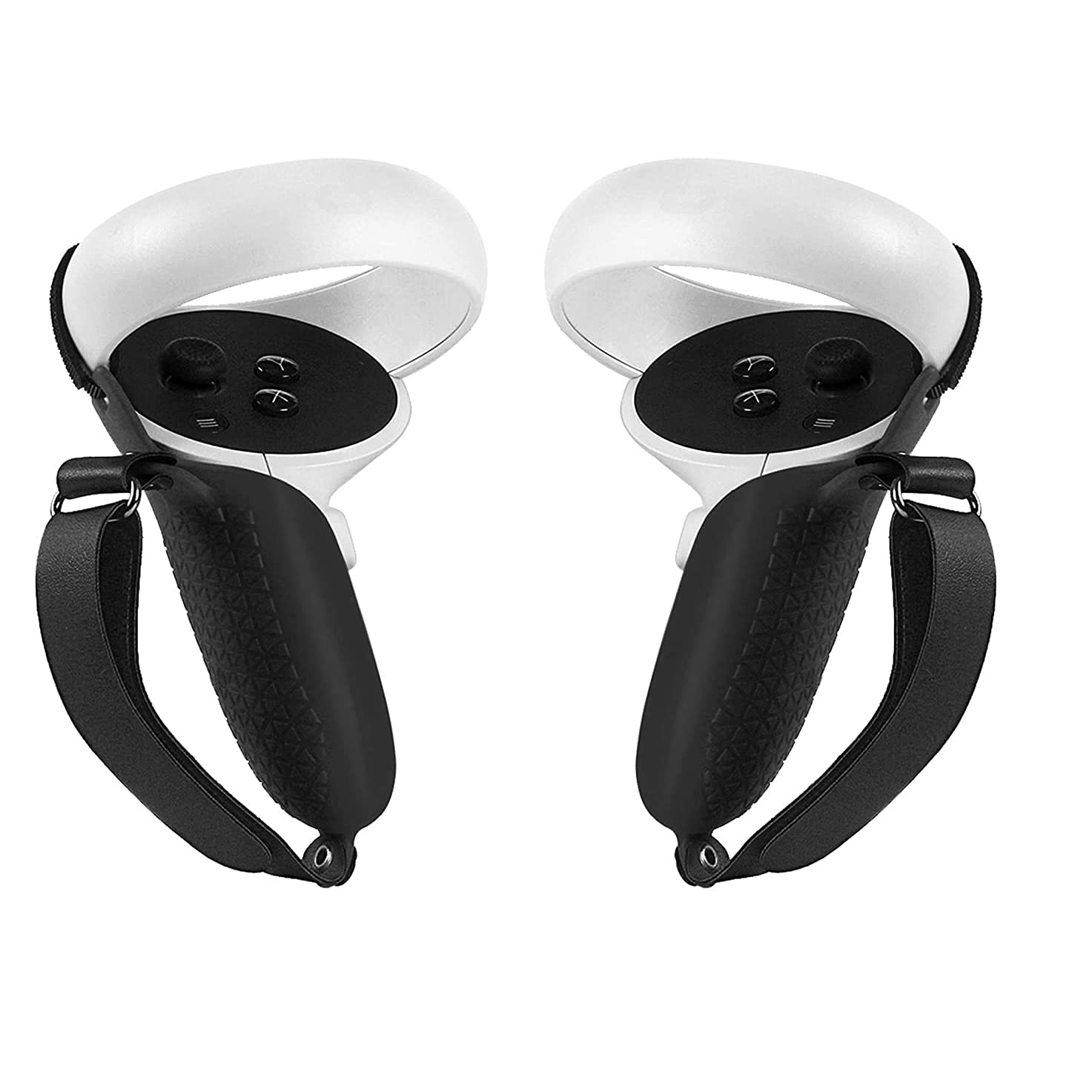 VR Front Face Silicone Protective Shell, Silicone Interfacial Cover, Touch Controller Grips Strap Cover Combination kit 3-in-1 for Meta/Oculus Quest 2 Accessories (Black)