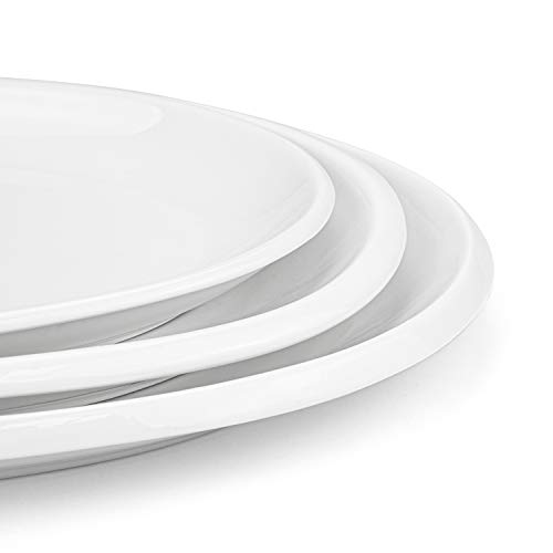 Foraineam Set of 3 Sizes Porcelain Oval Serving Platters White Dinner Plates Serving Dishes for Party, Dessert, Sushi, Fish