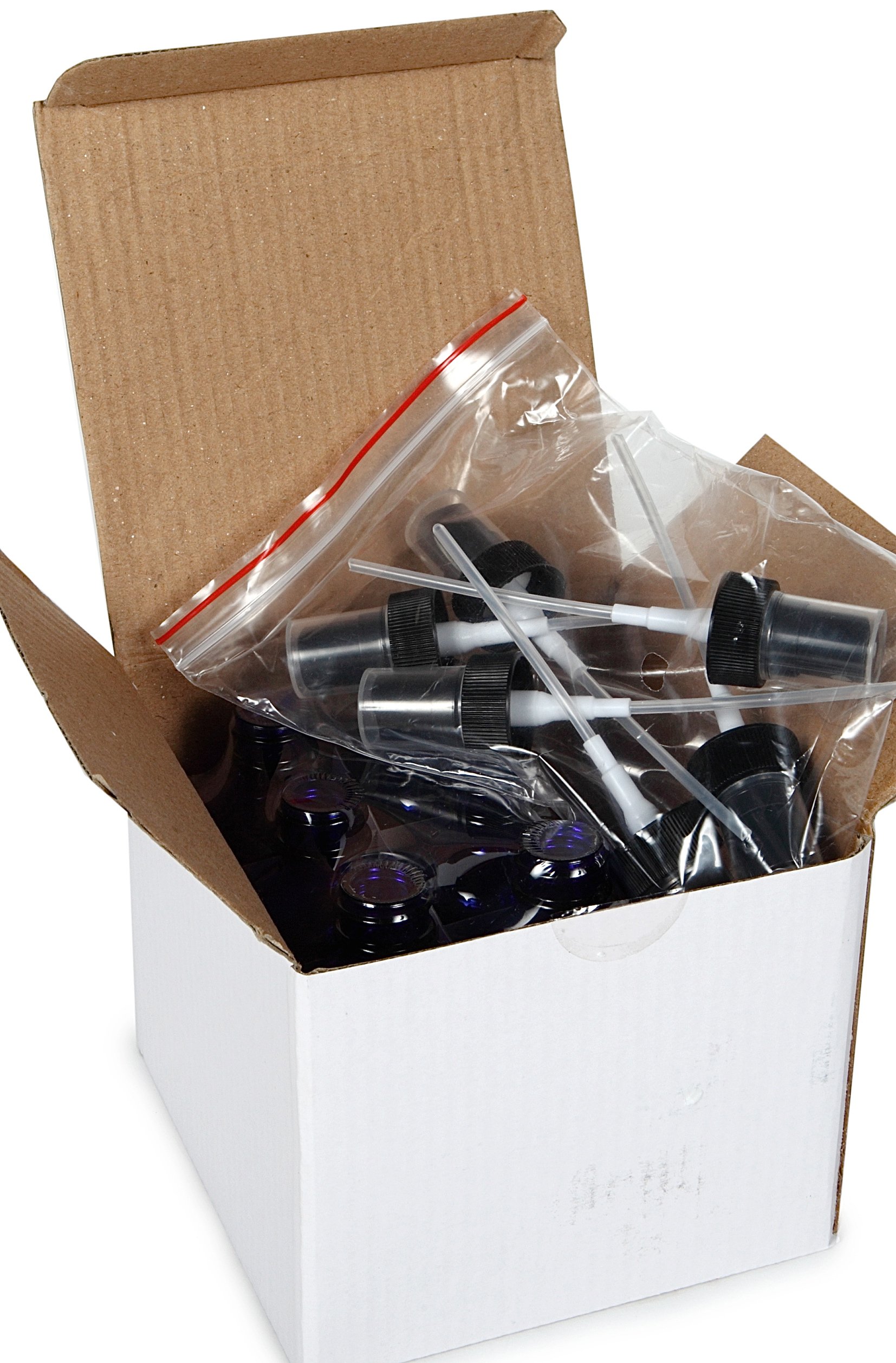 6, Cobalt Blue, 2 oz Glass Bottles, with Black Fine Mist Sprayers