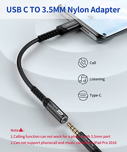 JSAUX 2-Pack USB C to 3.5mm Audio Headphone Adapter, Type C to Aux Jack Adapter Right Angle Dongle with DAC Chip Compatible with Samsung S22 S21 S20 Plus Ultra, Pixel, OnePlus, iPad Pro etc -Black
