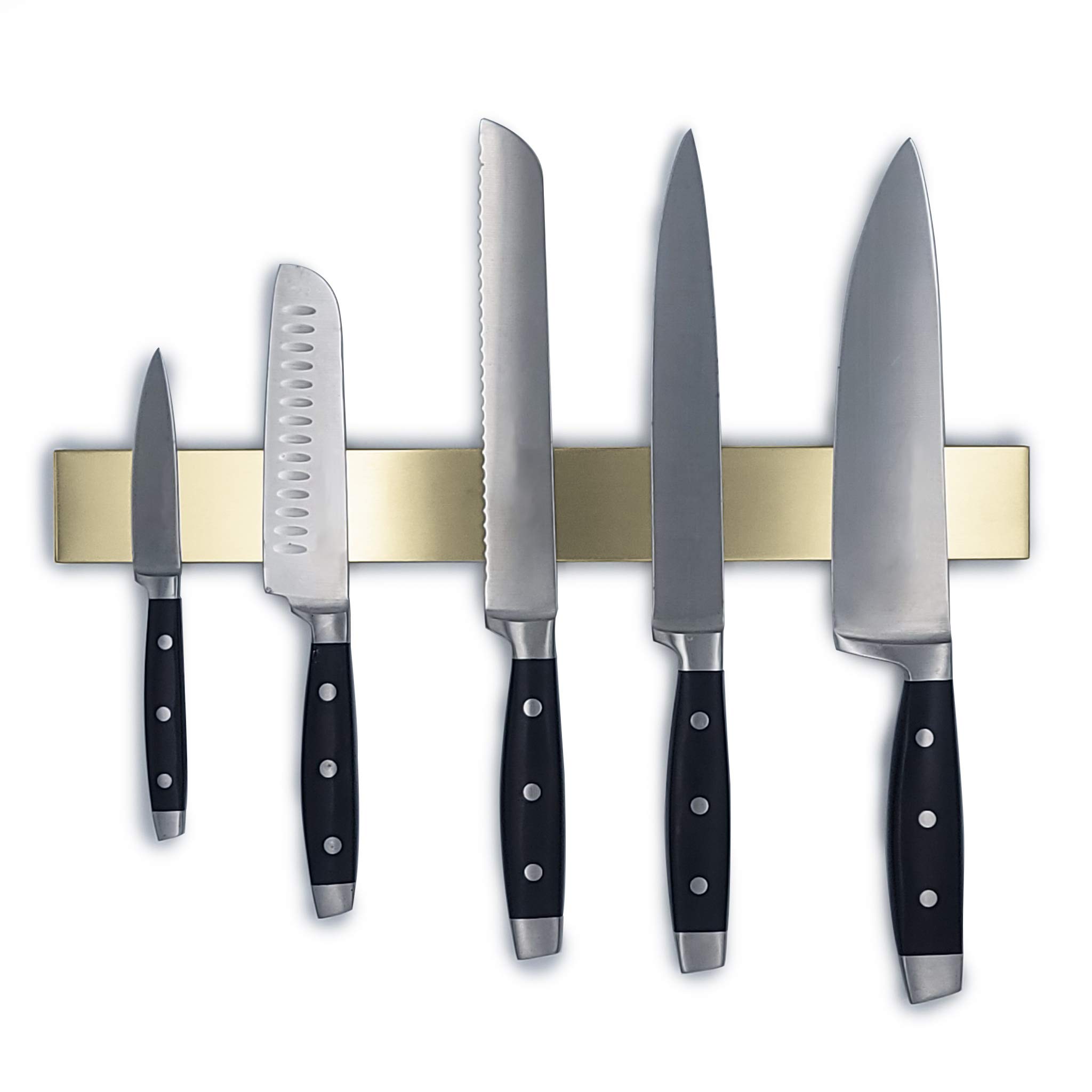 US Craft Brands Powerful Magnetic Knife Storage Strip 16in - Mirror Finish Knife Magnet Bar Modern Styled Stainless Stylish Knife Storage - Professional Multipurpose Use Kitchen Storage (Gold)