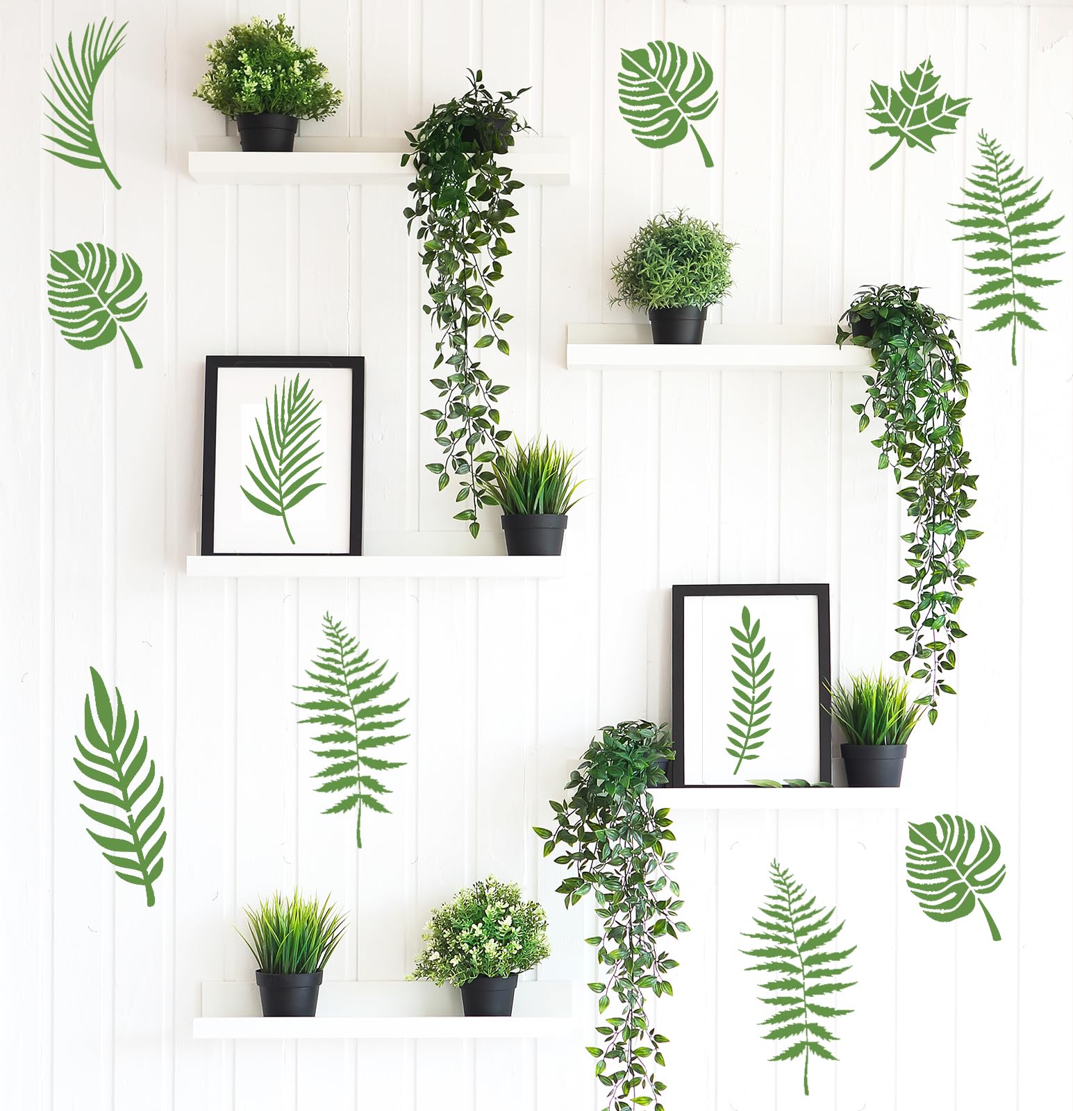 28 Pieces Leaf Stencils for Painting on Canvas Reusable Palm Fern Turtle Tropical Leaf Stencil for Craft Drawing Template Stencil for Wood Wall Paper Furniture DIY Scrapbooks Crafts Home Decor (Leaf)