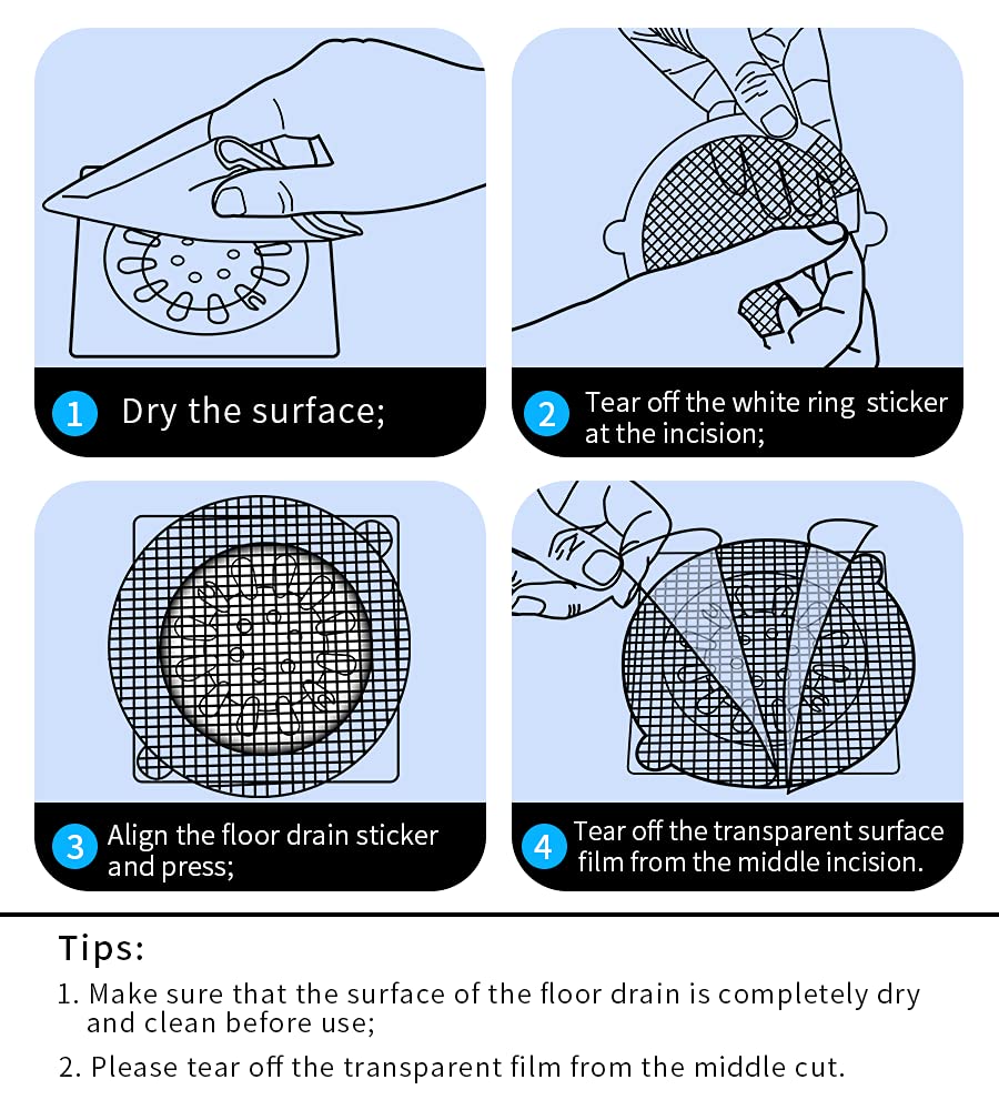 30 Pack Disposable Shower Drain Hair Catcher,Shower Drain Dog Hair Catcher Cover for Showers & Bathtubs Mesh Stickers,Mesh Filter Sink Strainer Stickers (30)