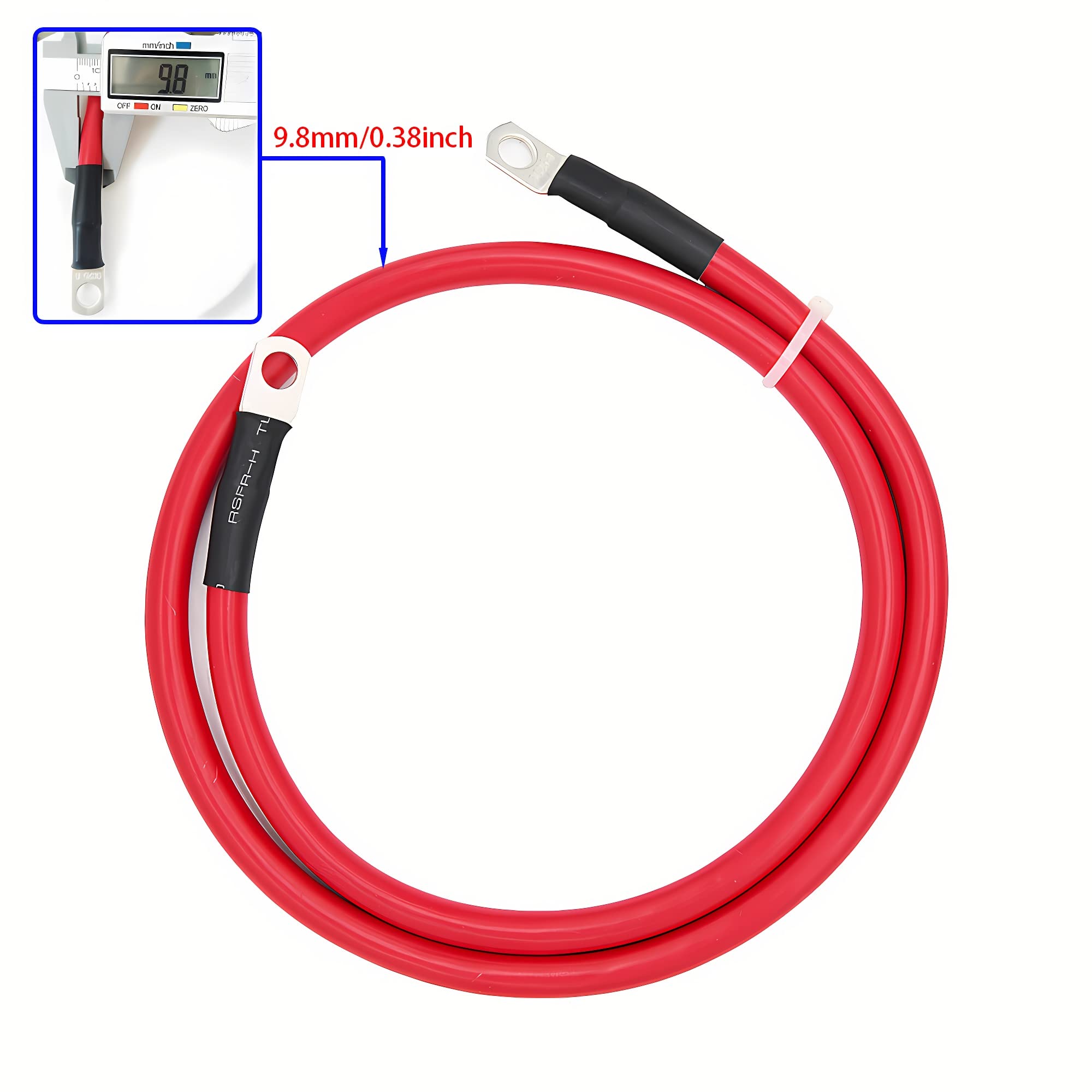 4 AWG Battery Cables, Gauge Power Inverter Cables with 5/16" Ring Terminals for Solar, RV, Auto, Marine Car, Boat (Length 3 ft