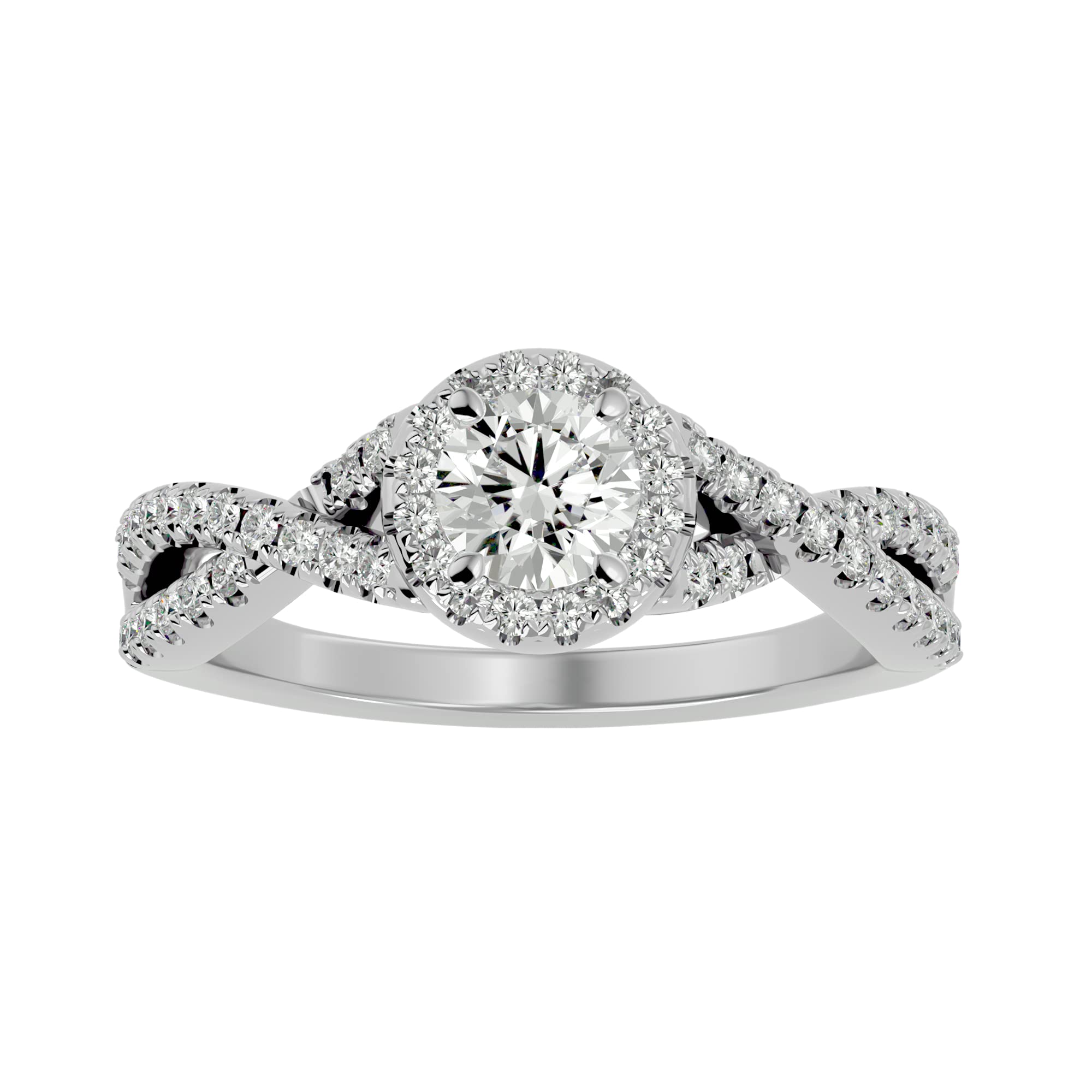 Certified 14K Gold Ring in Round Cut Moissanite Diamond (0.66 ct) Round Cut Natural Diamond (0.35 ct) With White/Yellow/Rose Gold Engagement Ring For Women