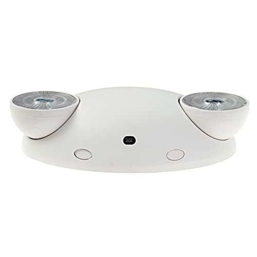 Ciata Lighting Round Head Emergency Wall Light with Battery Back-up, 120-277V, Two Head Adjustable Emergency Lighting Commercial, for Home in White Finish