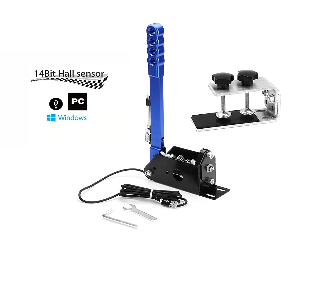 NHPJ 14 Bit PC SIM USB Handbrake with Clamp for Racing Games G25/27/29 T500 FANATECOSW Dirt Rally-blue