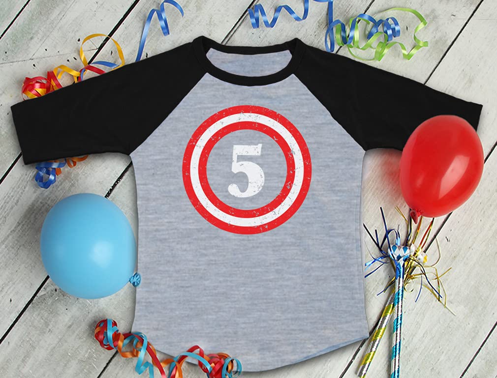Tstars Captain 5th Five Year Old Birthday Gift 3/4 Sleeve Baseball Jersey Toddler Shirt 5T Dark Gray