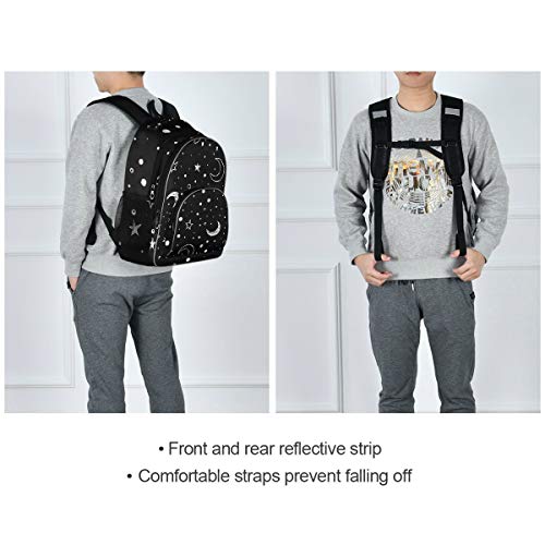 ALAZA Doodle Night Sky Moon Stars Teens Elementary School Bag Casual Daypack Book Bags Travel Knapsack Bags