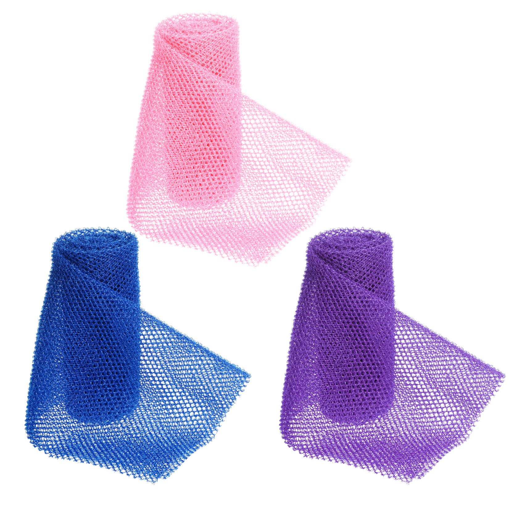 3 Pcs African Exfoliating Net, Fengek 31.5 Inch African Long Body Net Sponges Skin Back Scrubber for Daily Shower Bathing Exfoliating (Multicolor A)
