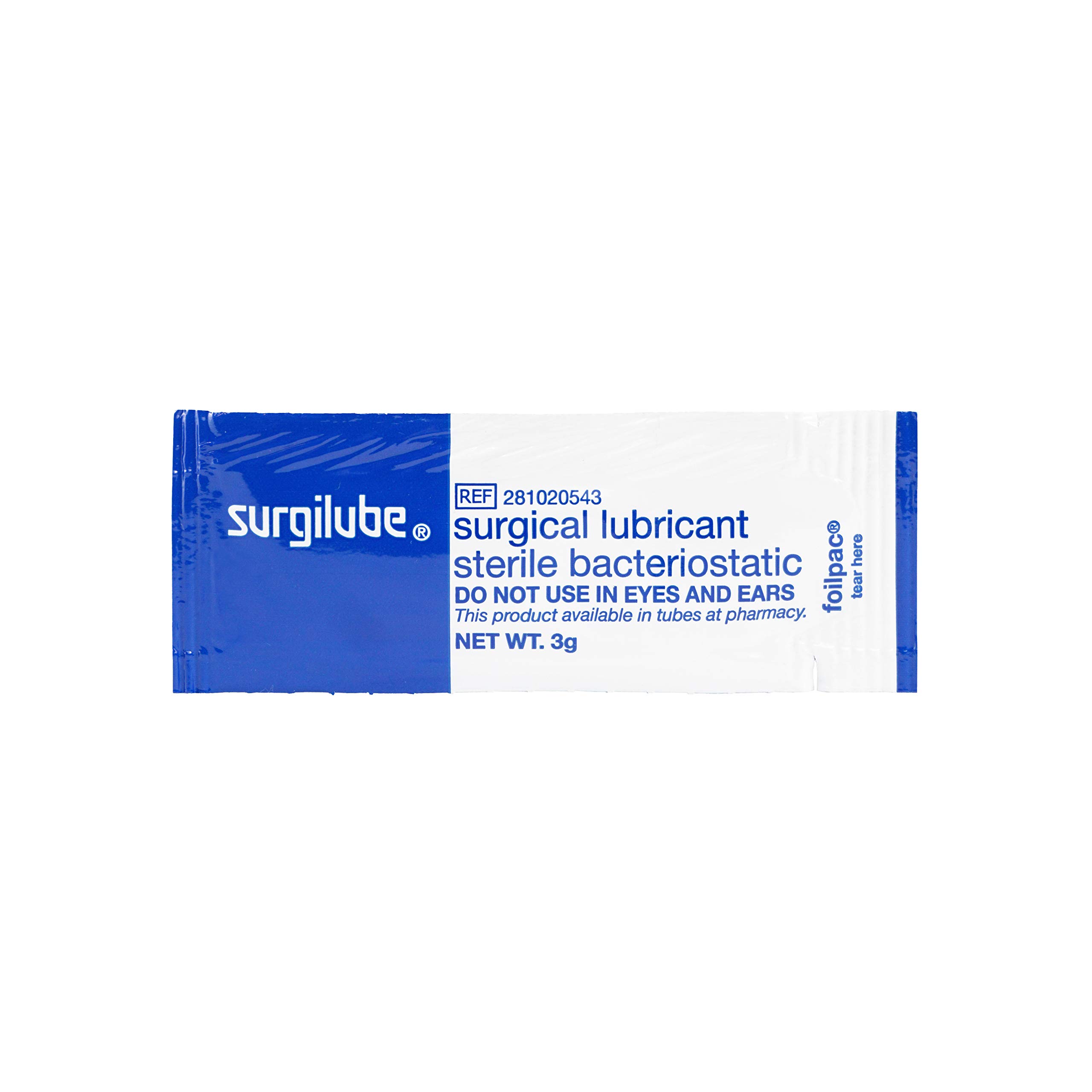Surgilube Lubricating Jelly-FoilPac - 144 Packets/Box Packets Surgical Lubricant Sterile Bacteriostatic Jelly (3g FoilPac Box of 144 Packets),1 Box