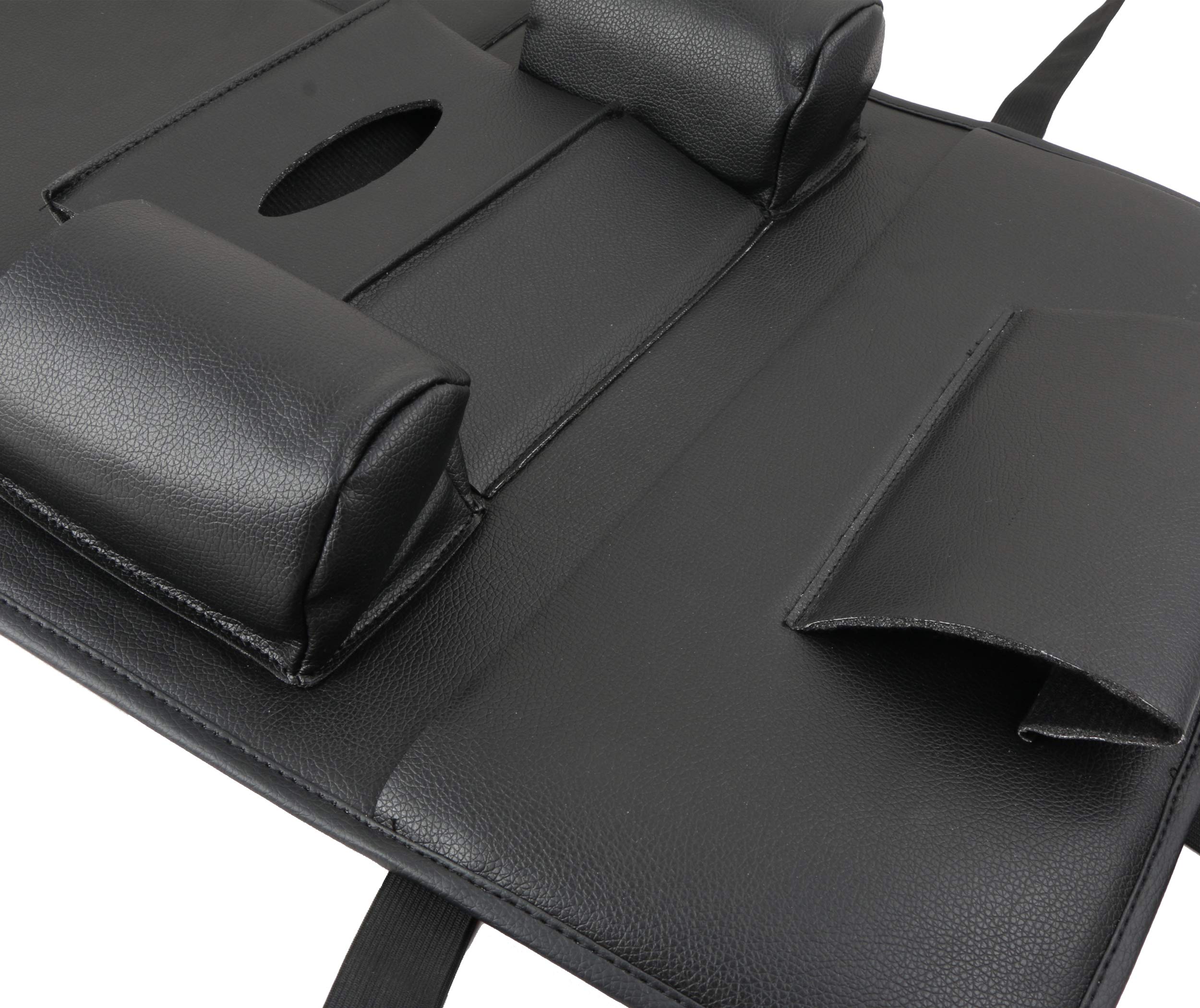 2PCS Car Backseat Organizer Luxury PU Leather Seat Back Protector Truck Seat Organizer Seat Back Covers Kick Mats, Car Seat Back Cup Drinks Umbrella Holders Tissue Box, Toy Organizer (Black, 2pcs)