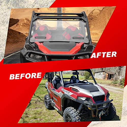 A & UTV PRO Front Full Windshield for Polaris General 1000 /General 4 1000 /XP 1000 /XP 4 1000 2016-2023, Clear Tough Hard Coated Poly Vented Window Accessories, Replace OEM # 2884337