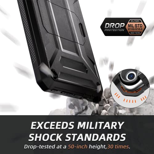 All-New Kindle Fire 7 Tablet Case (12th Gen, 2022 Release) - DJ&RPPQ Lightweight Armor Series Full Body Rugged Hands-Free Viewing Stand with Screen Protector for Amazon Fire 7 Kids Tablet - Black