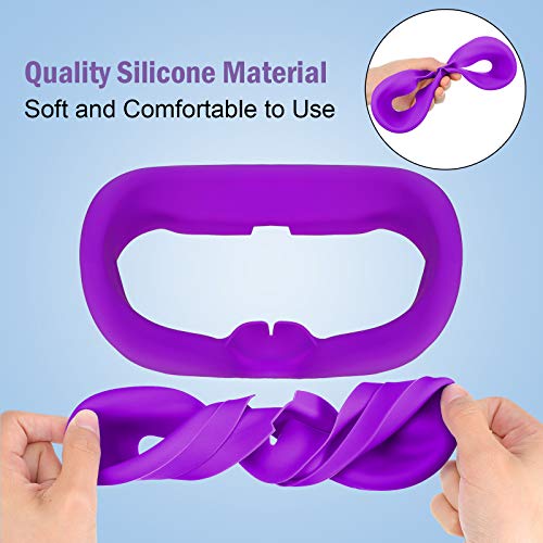 4 Pieces Silicone Cover Eye Pad Compatible with Oculus Quest 2 Eye Cushion Cover Sweatproof Lightproof Accessories (Purple, Blue, Red, Green) (Purple, Blue, Red, Green)