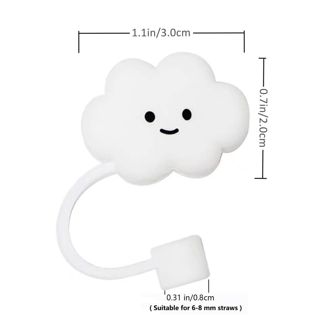 2pcs Straw Tips Cover Cloud Shape Straw Tips Cover Silicone Straw Plugs Reusable Straw Covers Plugs Party Straw Cap Drinking Straw Protector for Straw