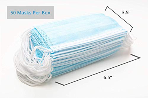 RightCare 3-ply Face Masks for General Use Protection, Light Blue, Box of 50 Disposable Masks, 1 Count