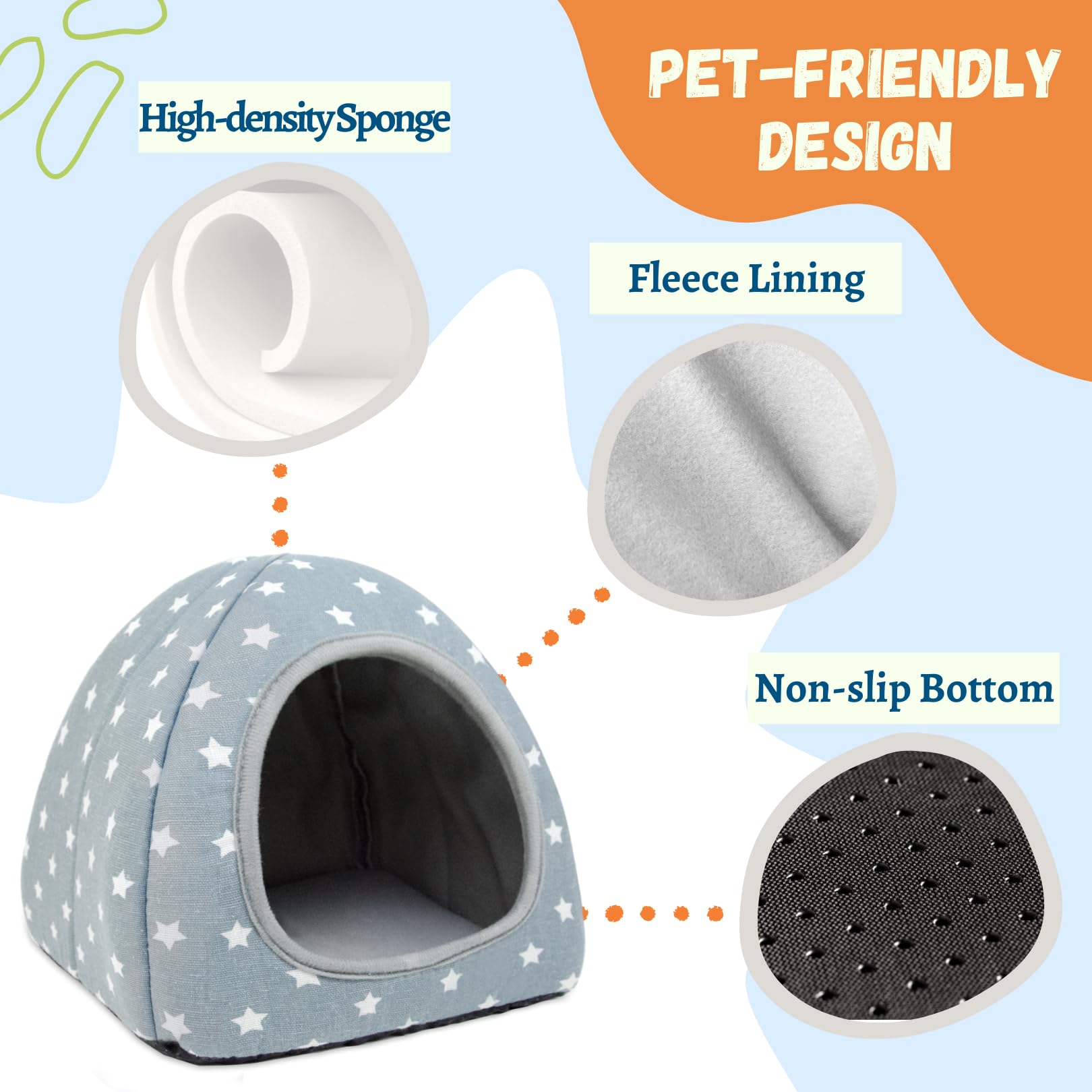 TiereCare 2 Pack Guinea Pig Hideout Bed Washable Guinea Pig Cage Accessories Cozy House Habitat Hide-Out for Chinchilla Hedgehog Small Animal Supplies