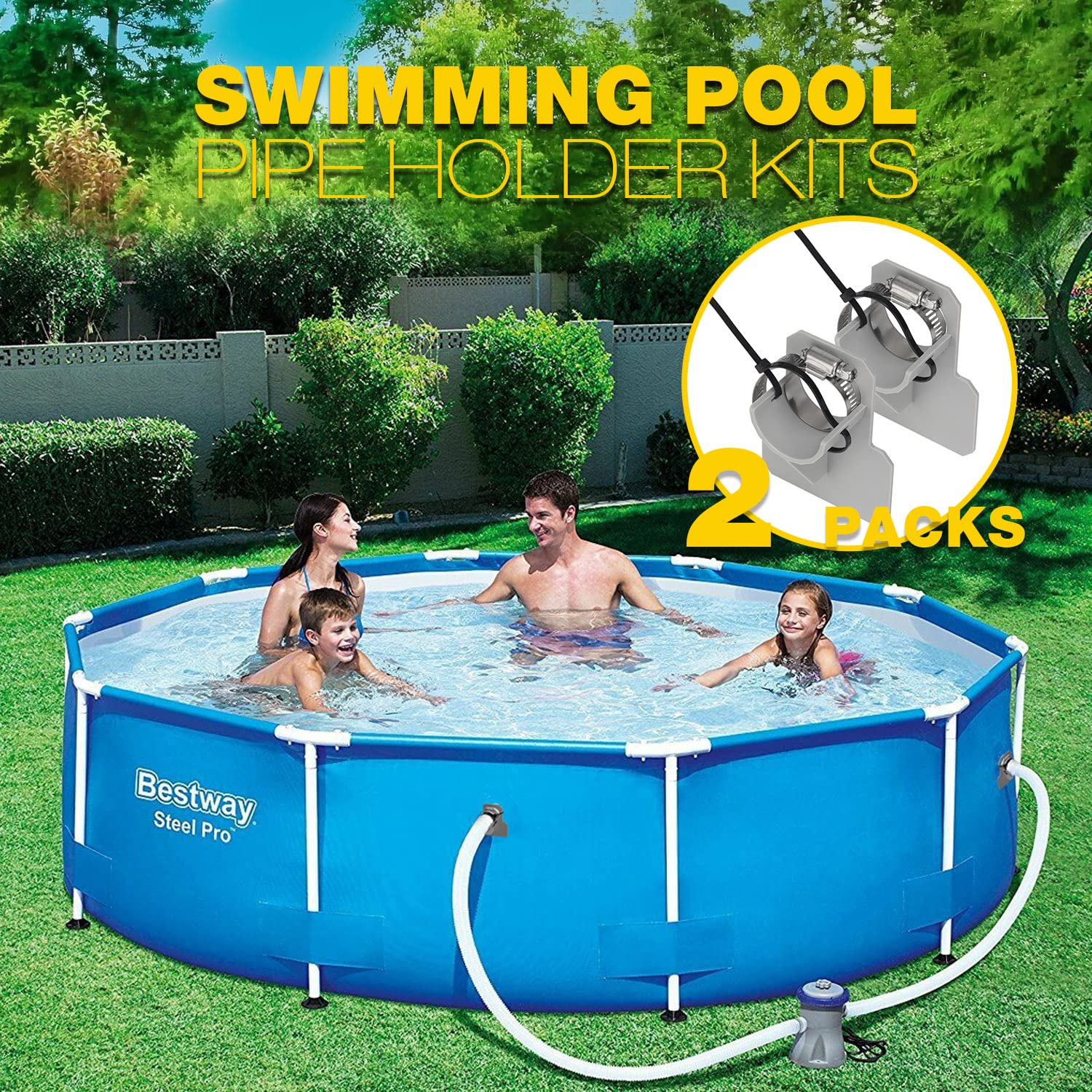 2PCS Swimming Pool Pipe Holders,Above Ground Pool Accessories,Pool Accessories,Pool Hoses for Above Ground Pools,Designed to Fit On Intex Pools,Preventing Pipes Sagging Accessory(Grey)