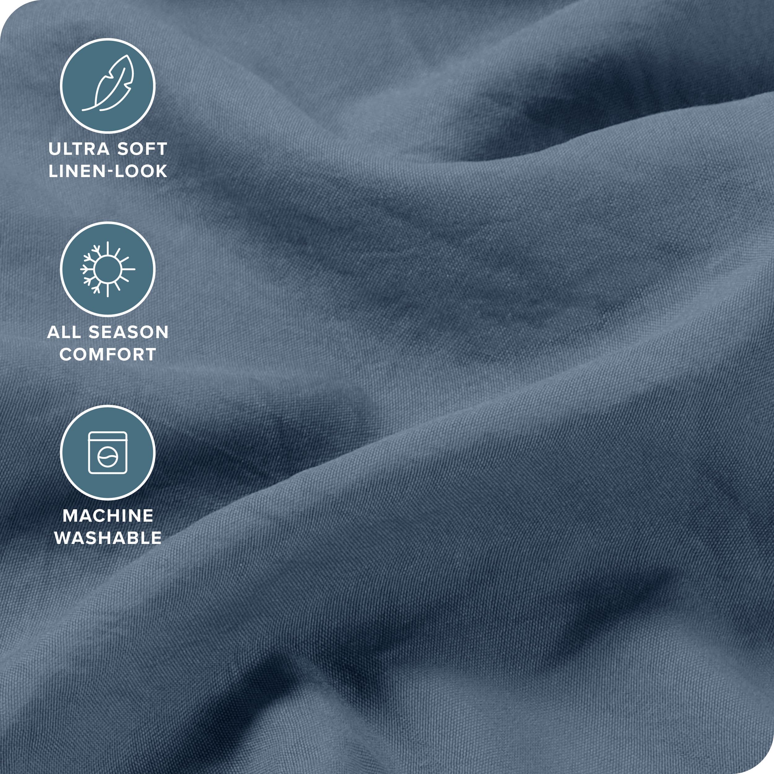 Bare Home Ultra Soft Washed Microfiber 3 Piece Sheet Set, Linen-Like Look, Easy Care, Hypoallergenic, Deep Pocket up to 15β, 1 Fitted Sheet, 1 Flat Sheet, 1 Std. Pillowcase (Twin, Bering Sea)