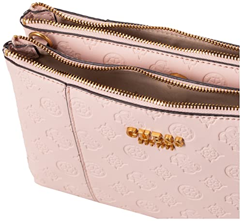 GUESS womens Noelle Double Zip Crossbody, Light Rose Logo, one size US