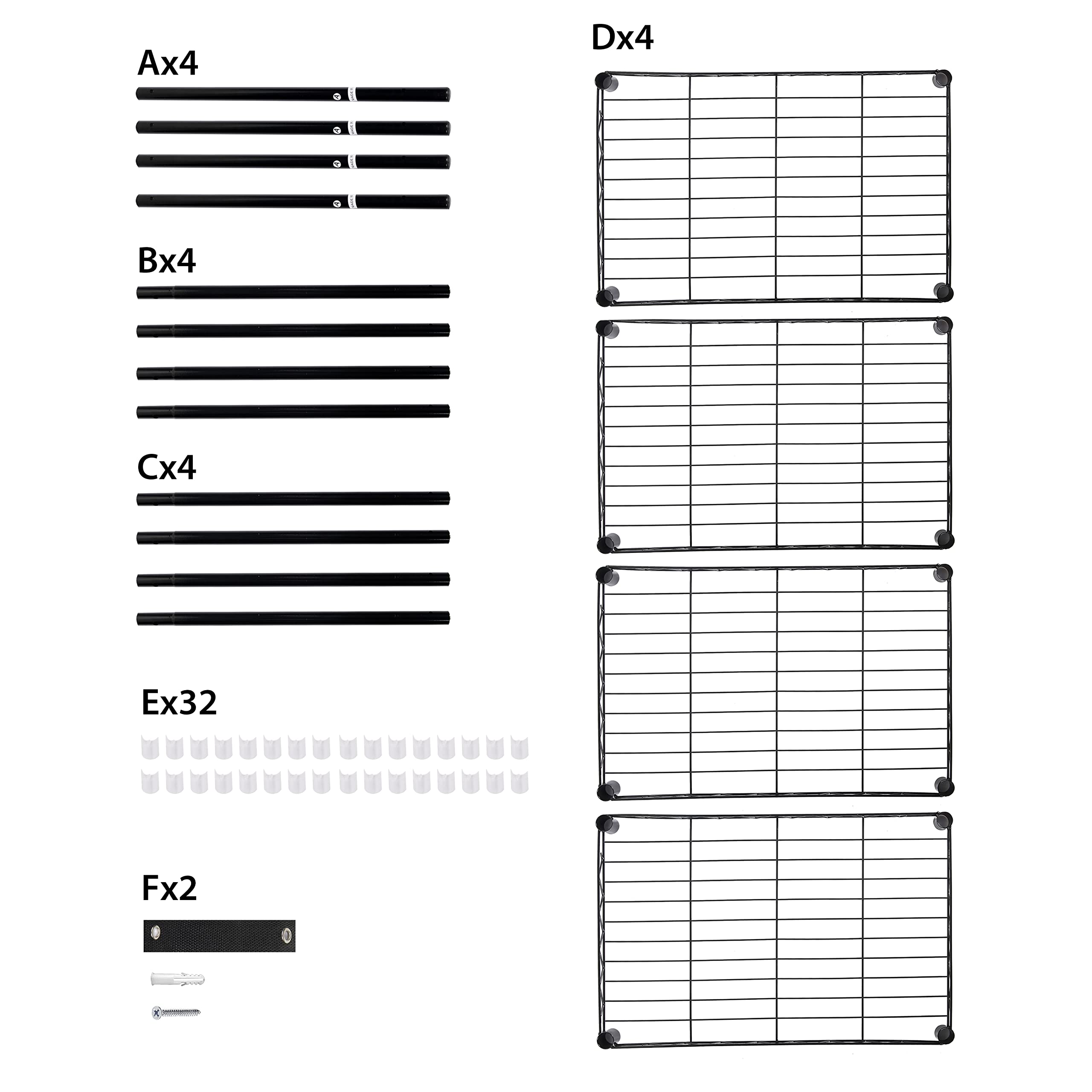 GIA Home Series 4 Tier Wire Shelving Unit Standing Storage Metal Shelves for Kitchen&Bathroom,Set of 1,Black